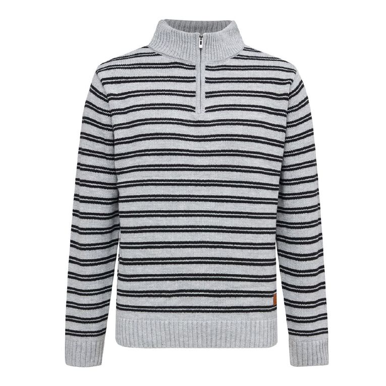 H&H Men's 1/4 Zip Knitted Jumper Grey Mid | The Warehouse