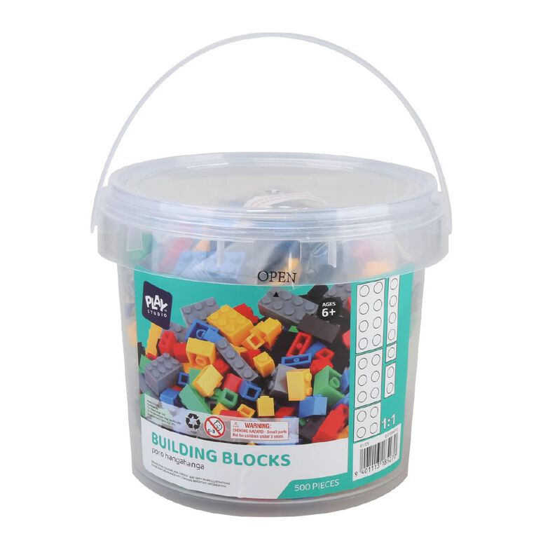 Play Studio Building Block Bucket 500 Piece Set | The Warehouse