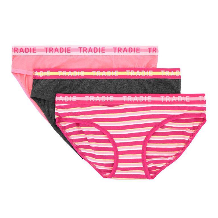 Tradie Women's Bikini Briefs 3 Pack Pink | The Warehouse