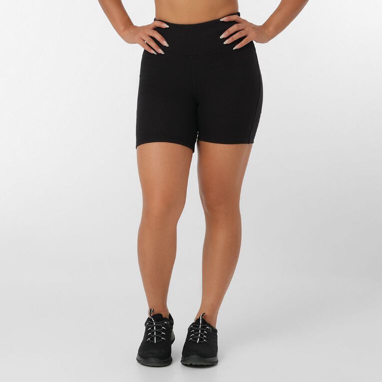 Active Intent Women's Rib Bike Shorts Black | The Warehouse