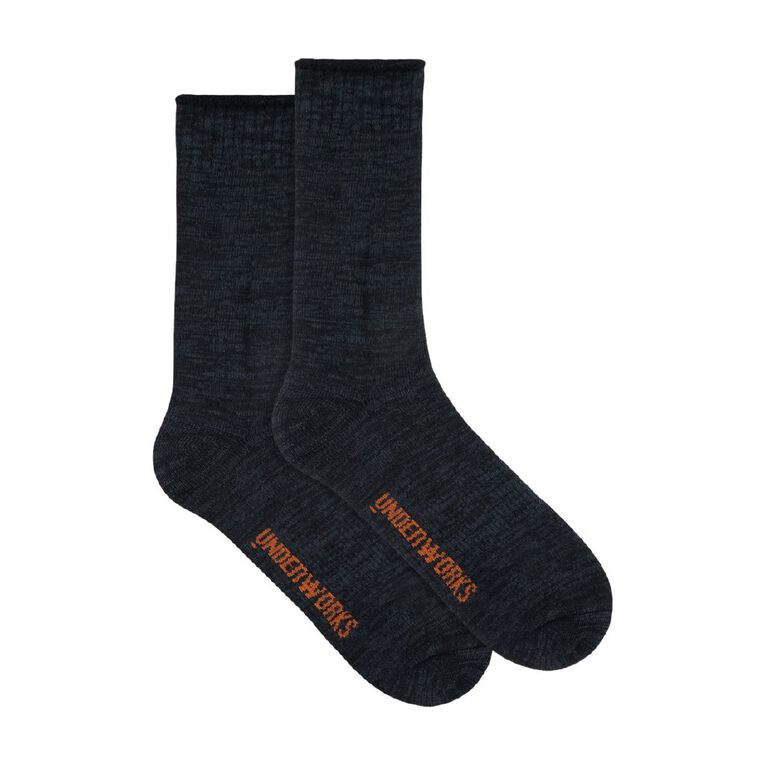 Underworks Men's Outdoor Crew Socks 1 Pack Black | The Warehouse
