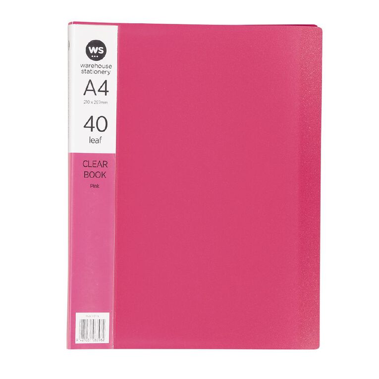 WS Clear Book 40 Leaf Red Mid A4 Red Mid | The Warehouse