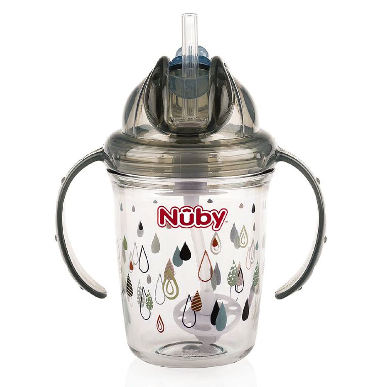 Nuby Tritan Flip it with Weighted Straw 240ml Assorted | The Warehouse