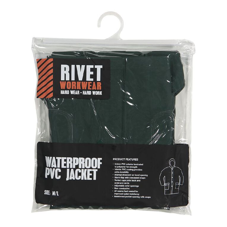 Rivet PVC Rain Jacket Green Mid | The Warehouse