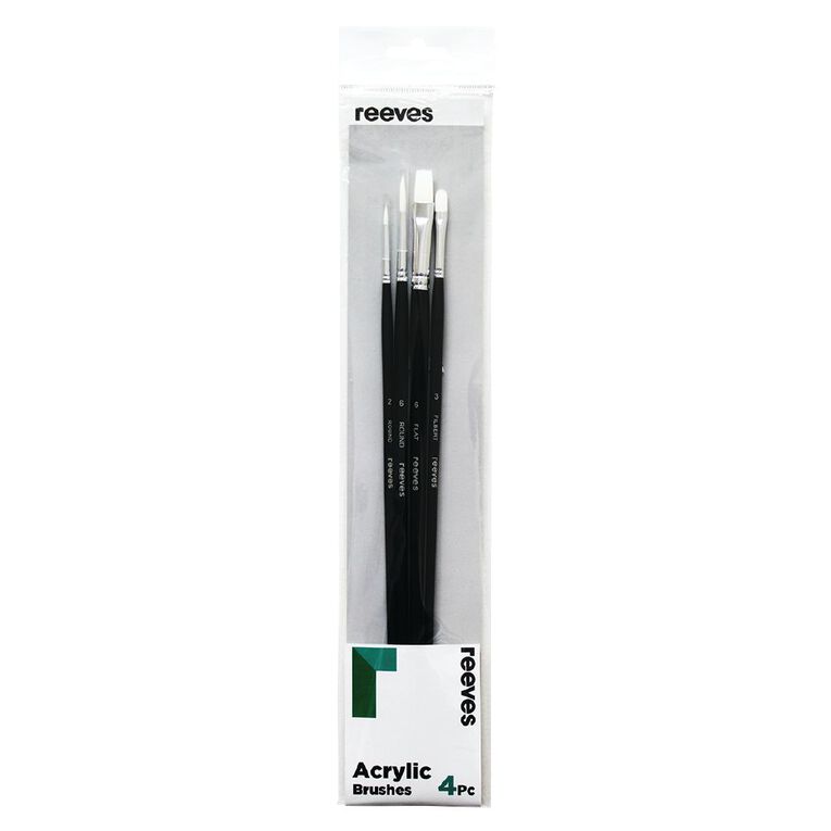 Reeves Acrylic Short Handle Brush Set of 4 White White | The Warehouse