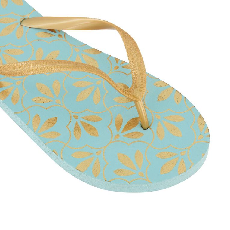 H&H Women's Recycled Printed Jandals Blue Light | The Warehouse