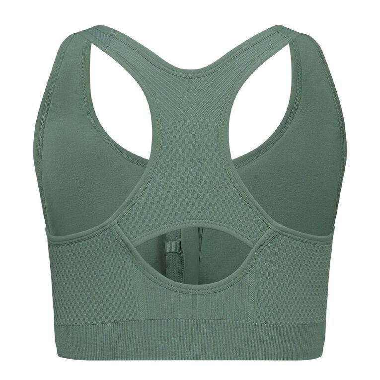 Active Intent Women's Zip Front Wirefree Sports Bra Green | The Warehouse