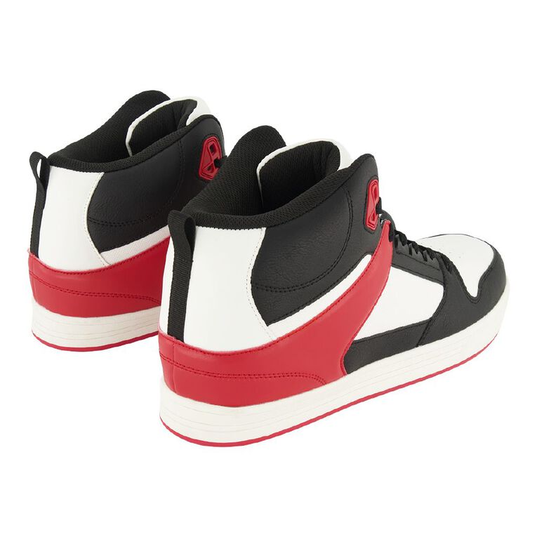 H&H Men's Cade High Top Skate Shoes White/Red | The Warehouse