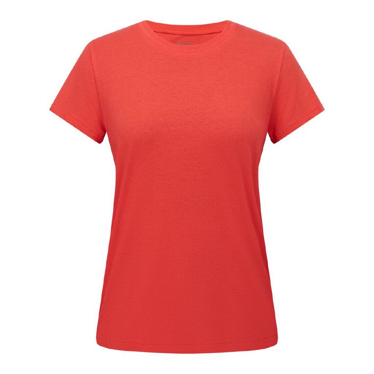 H&H Women's Short Sleeve Crew Neck Cotton Tee Red Mid TMT | The Warehouse