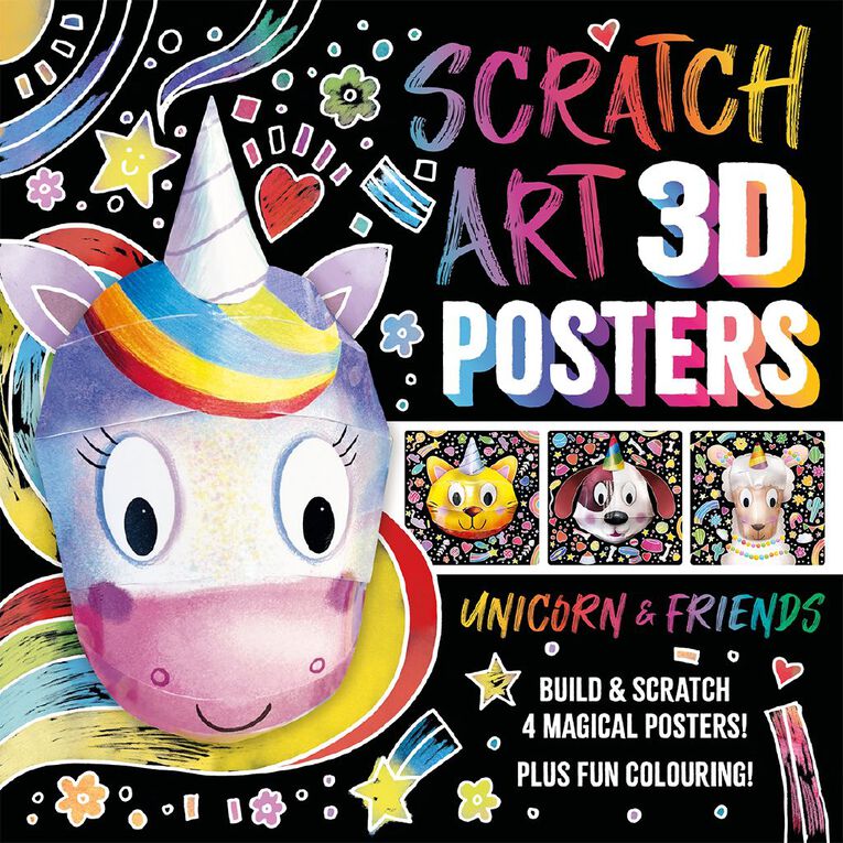 Scratch Art Pop Heads - Scratch Art 3D Posters: Unicorn & Friends | The ...