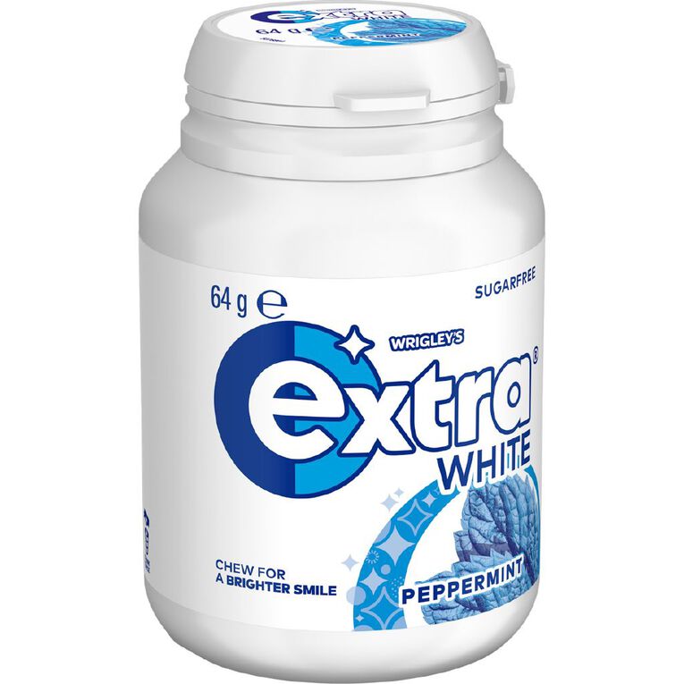 Extra White Peppermint Chewing Gum SF Bottle 46 Piece 64g | The Warehouse