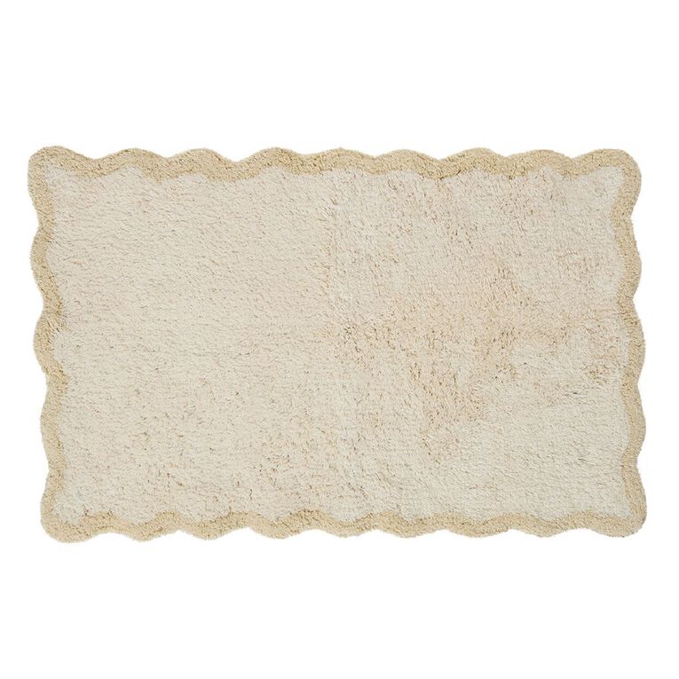 Living & Co Scallop Edge Bath Mat Beige 45cm x 70cm Beige | The Warehouse