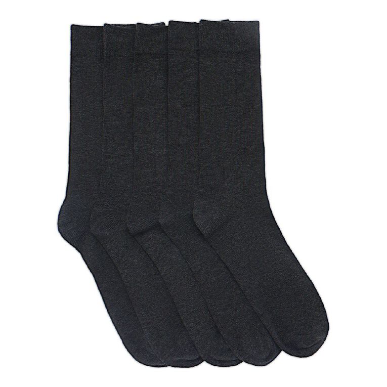 H&H Men's Plain Crew Socks 5 Pack Charcoal | The Warehouse