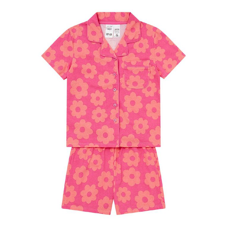 H&H Girls' Button-Up Pyjama Set Pink Mid | The Warehouse
