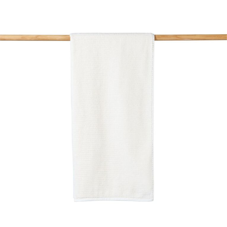 Living & Co Plush Design Bath Towel 68cm x 137cm Cream | The Warehouse