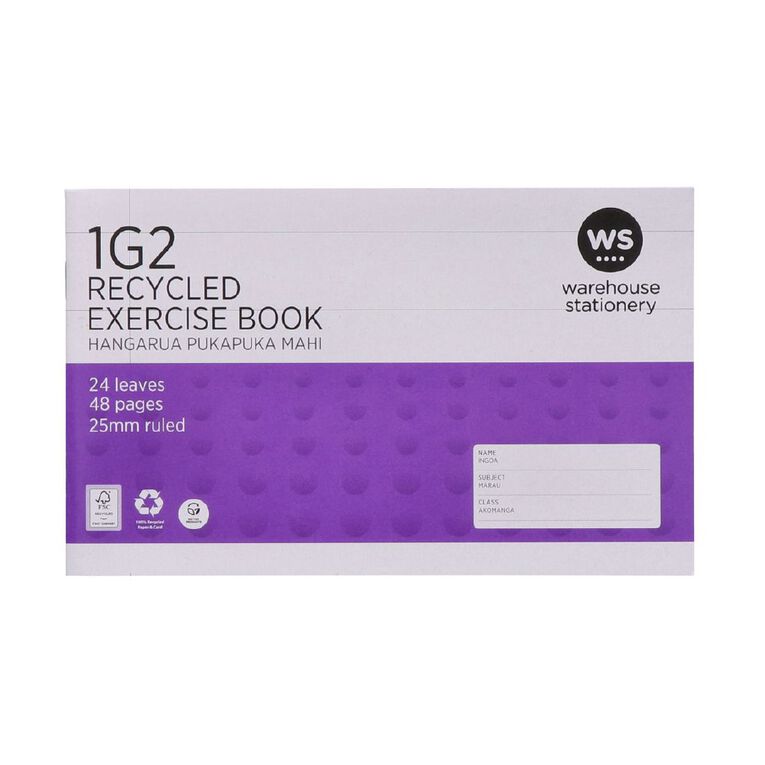 WS Exercise Book 1G2 25mm Ruled 24 Leaf Purple Mid Purple Mid | The ...