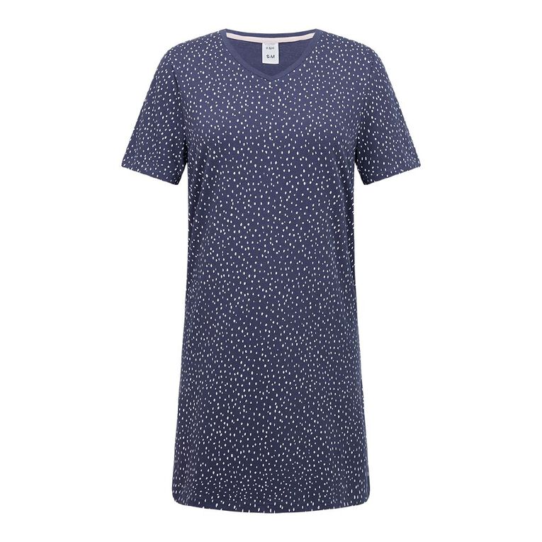 H&H Women's V Neck Nightie Blue Mid | The Warehouse