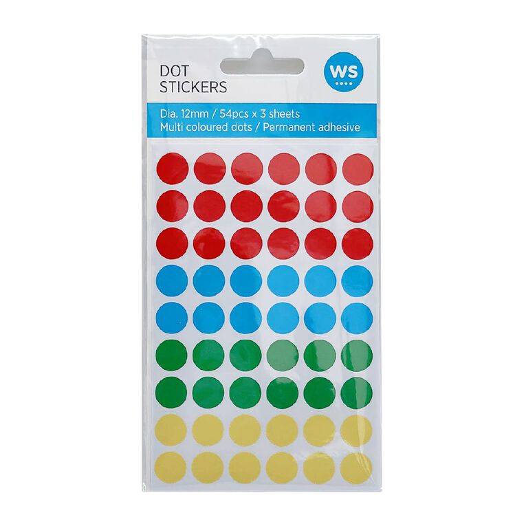 WS Dot Stickers 162 Labels 12mm Diameter White | The Warehouse