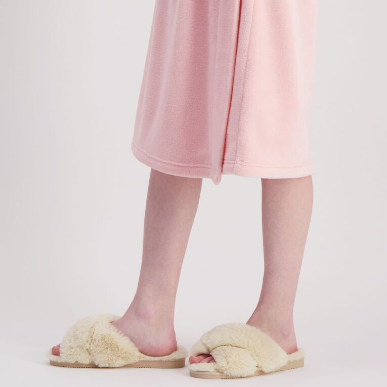 H&H Women's Fluffy Crossover Slide Slippers Cream | The Warehouse