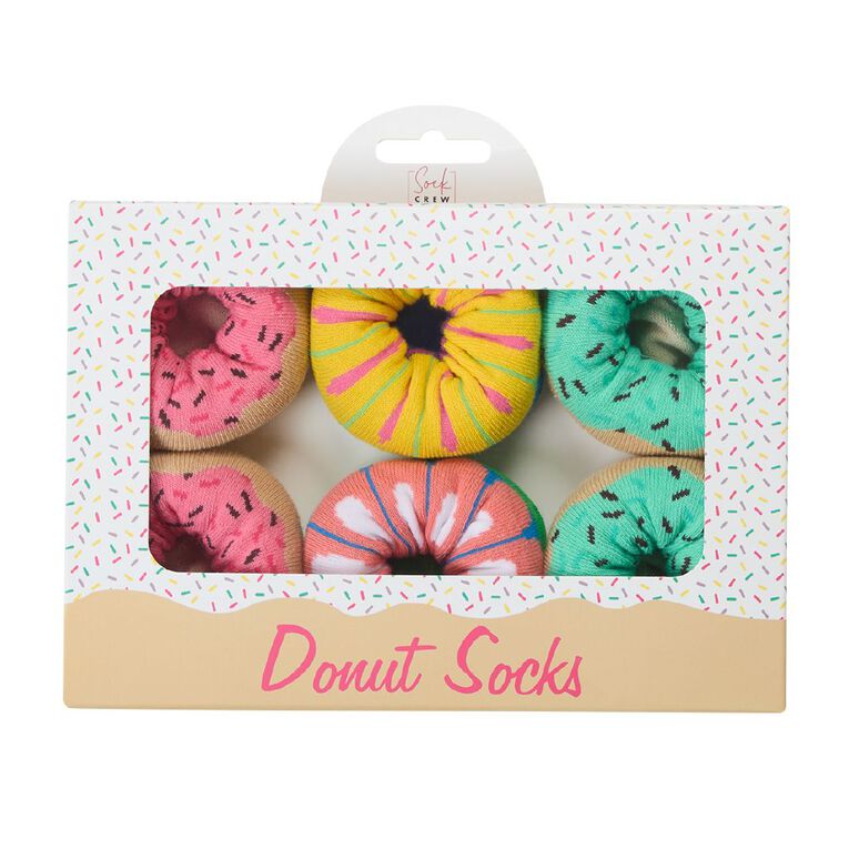 Sock Crew Donut Novelty Socks 3 Pack Multi-Coloured MINT PEACH | The ...