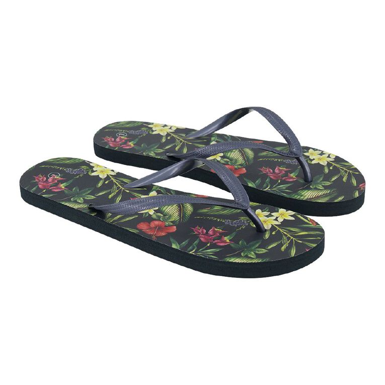 H&H Women's Recycled Printed Jandals Blue Dark | The Warehouse