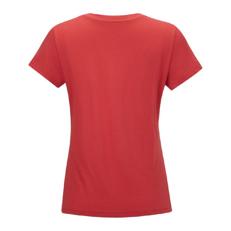 H&H Women's Short Sleeve V-Neck Cotton Tee Red Mid | The Warehouse