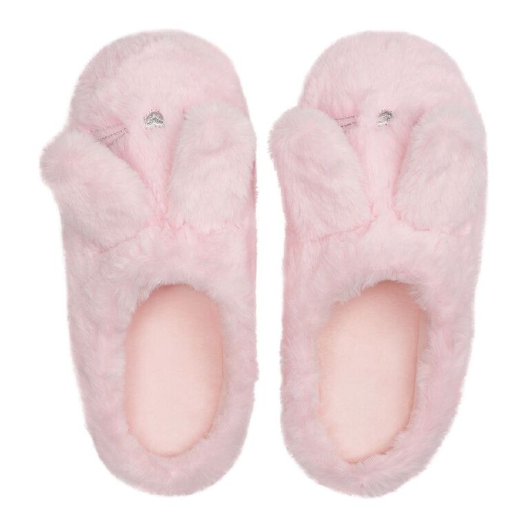 H&H Women's Bunny Scuff Slippers Pink Light | The Warehouse