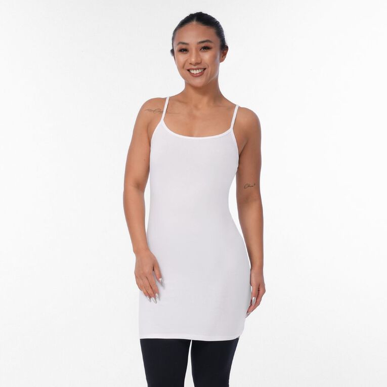 H&H Women's Essential Stretch Longline Cami White | The Warehouse