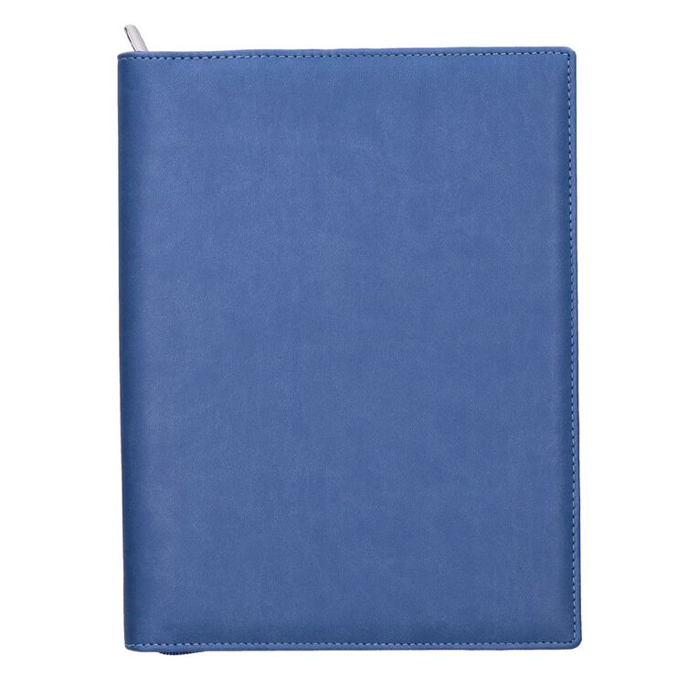 WS Padfolio PU Zipper Blue Mid A4 Blue Mid | The Warehouse