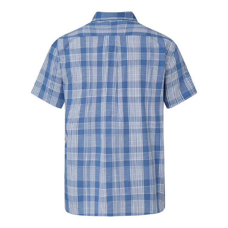 H&H Men's Classic Check Shirt Blue/White | The Warehouse