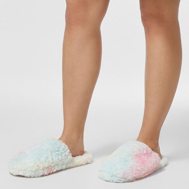 H&H Women's Fluffy Scuff Slippers Pink Light | The Warehouse