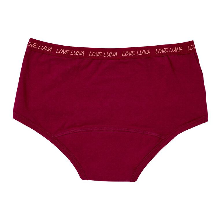Love Luna Teen's Period Boyleg Briefs Red Dark | The Warehouse