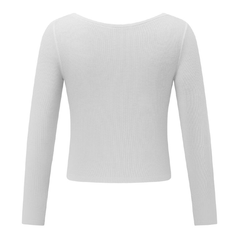 H&H Women's Boat Neck Rib Top White | The Warehouse