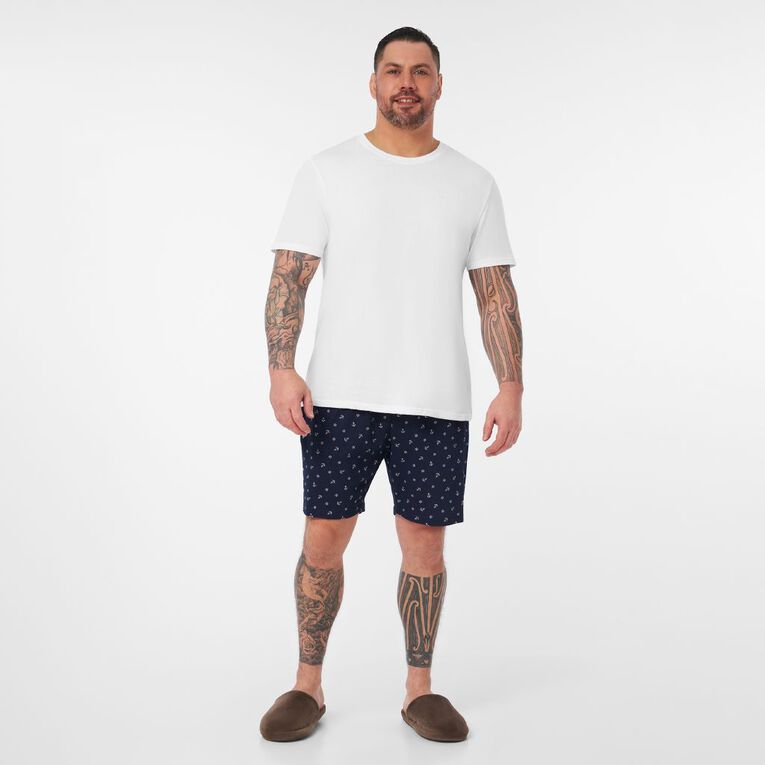 H&H Men's Knit Pyjamas Shorts Blue Dark | The Warehouse