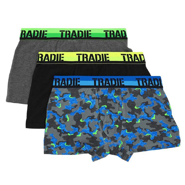 Tradie Men's Trunks 3 Pack Blue/Grey | The Warehouse