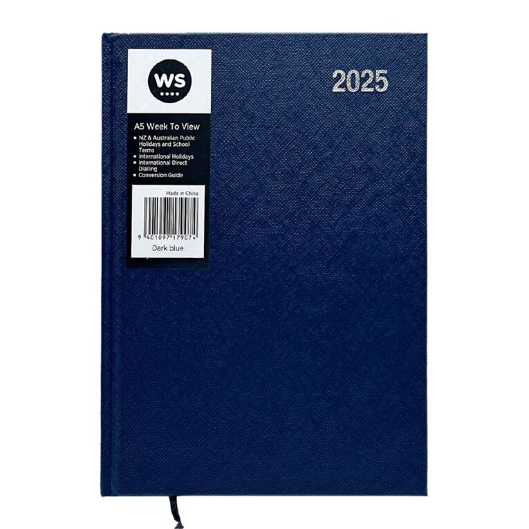 WS 2025 Week To Date Standard Diary Blue Dark A5 Blue Dark | The Warehouse