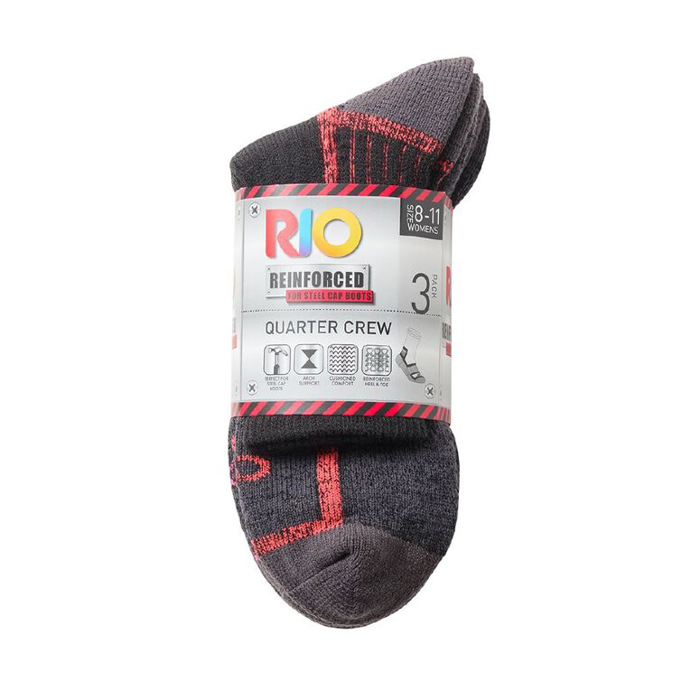 Rio Women s Quarter Crew Work Sock 3 Pack Black | The Warehouse