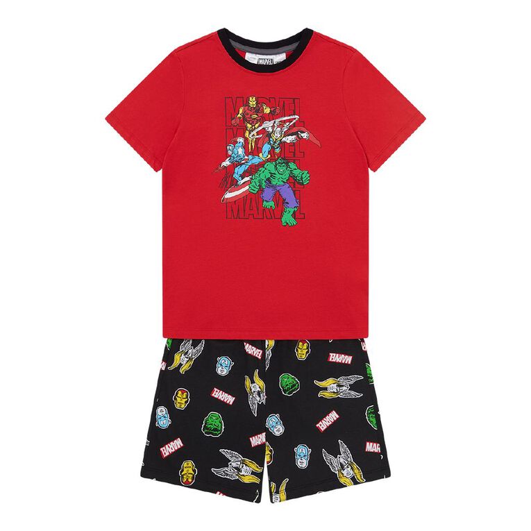 Marvel Boys' Cotton Tee & Shorts Pyjamas Set Red Mid | The Warehouse