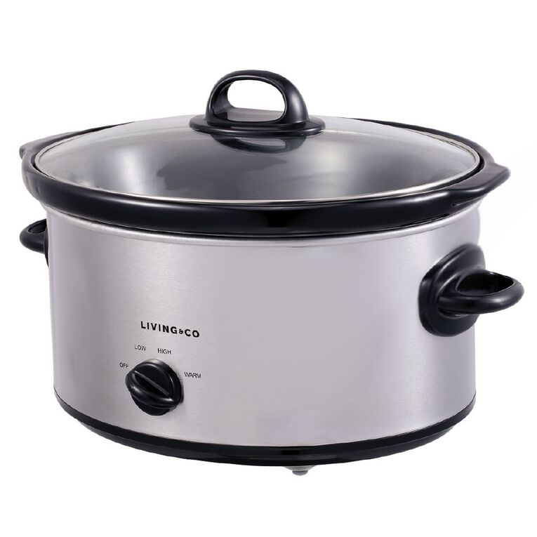 Living & Co Slow Cooker 5.7L Stainless Steel | The Warehouse