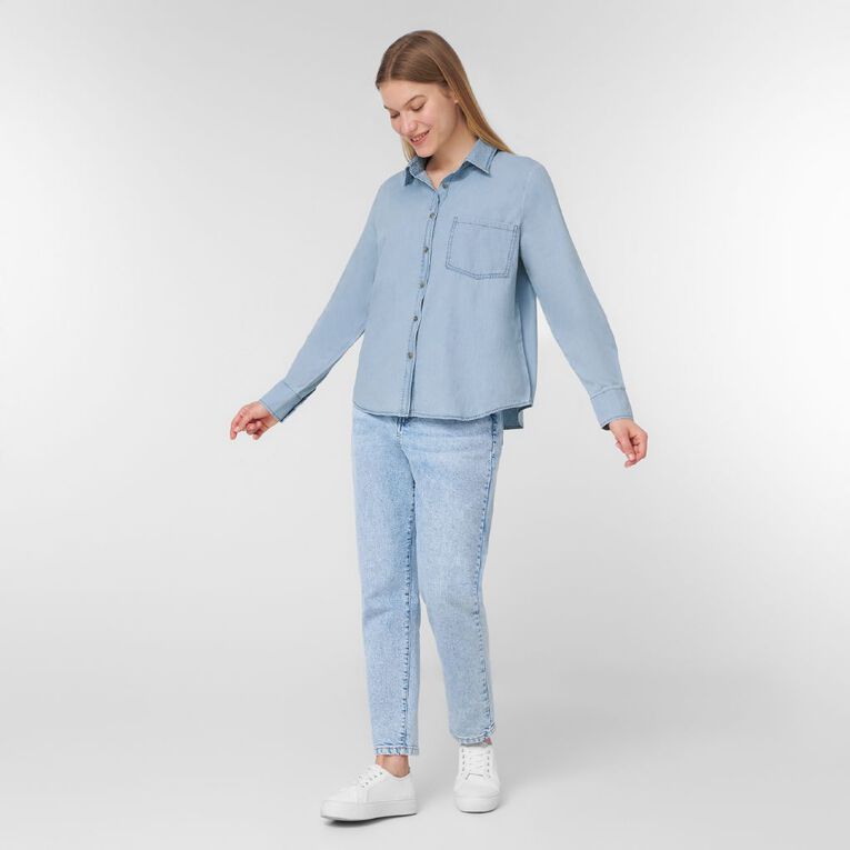 H&H Women's Basic Chambray Shirt Denim Light | The Warehouse