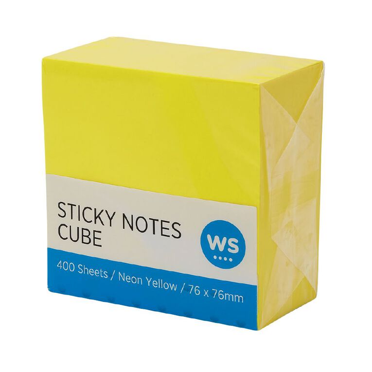 WS Cube Sticky Notes 76mm x 76mm 400 Sheet Yellow Multi-Coloured Multi ...