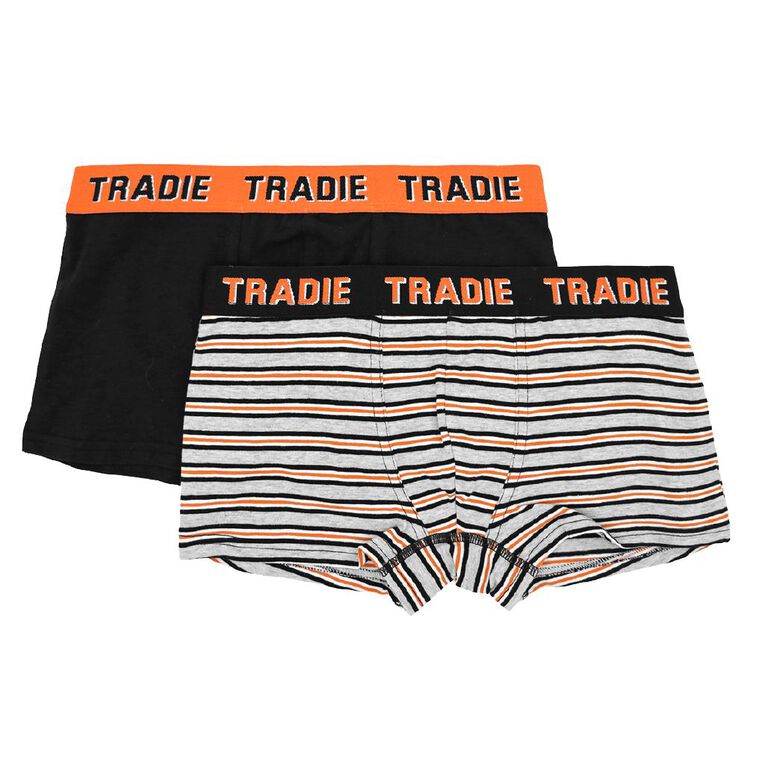 Tradie Boys' Trunks 2 Pack Black/Orange | The Warehouse