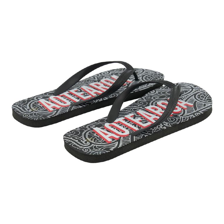 H&H Men's Recycled Printed Jandals Black AOTEAROA | The Warehouse