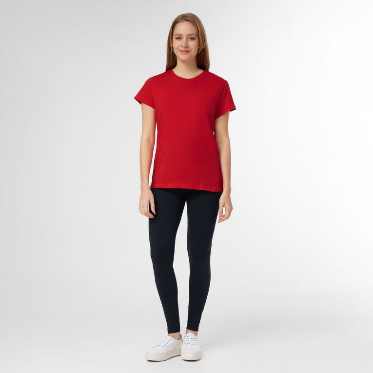 H&H Women's Short Sleeve Crew Neck Cotton Tee Red Dark | The Warehouse