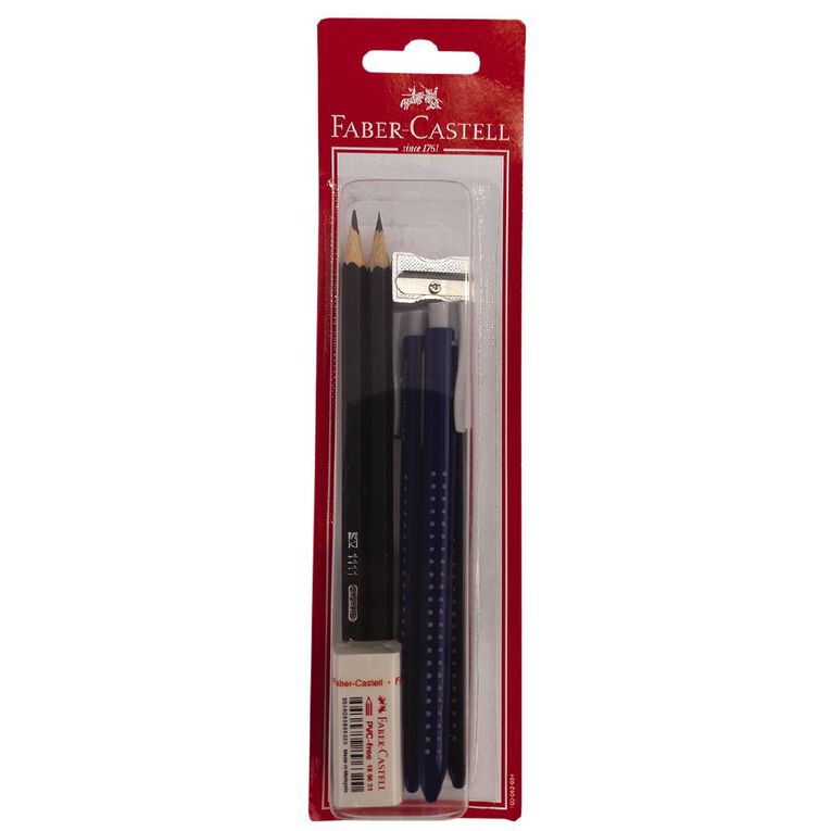 Faber-Castell Writing Set Black 7 Pack Black | The Warehouse