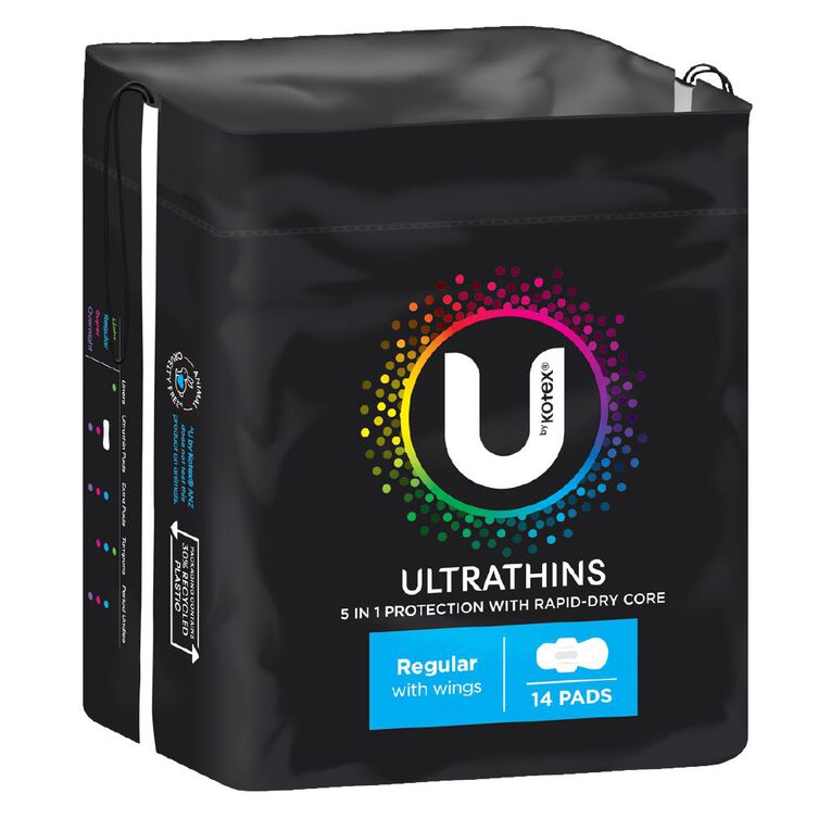 U By Kotex Regular Ultra Thin Wings Pads 14 Pack | The Warehouse