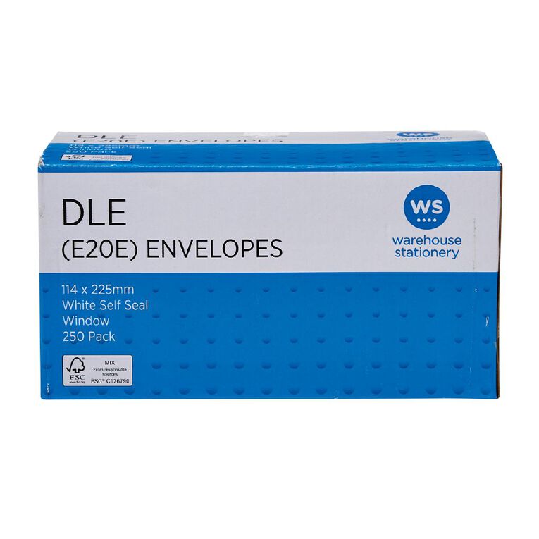 WS Window Seal DLE E20E Envelope White 250 Pack White | The Warehouse