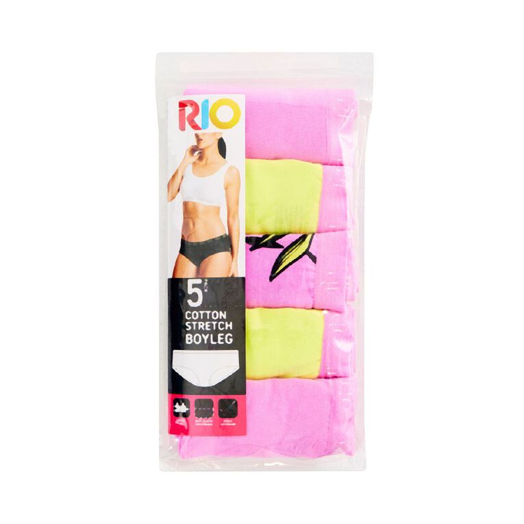 Rio Women's Boyleg Briefs 5 Pack Pink S25 97K | The Warehouse