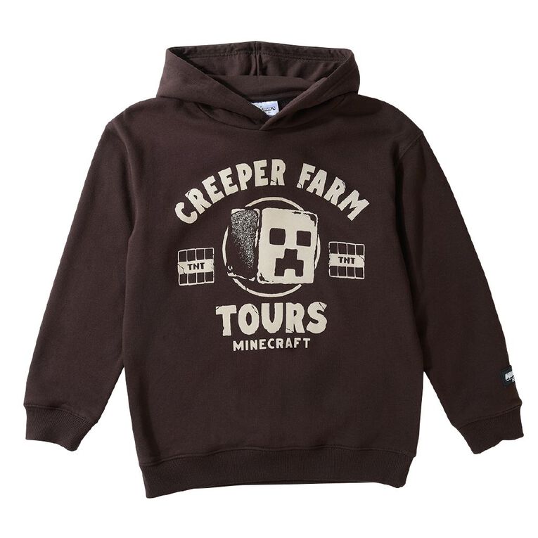 Minecraft Pullover Hoodie Brown Dark | The Warehouse