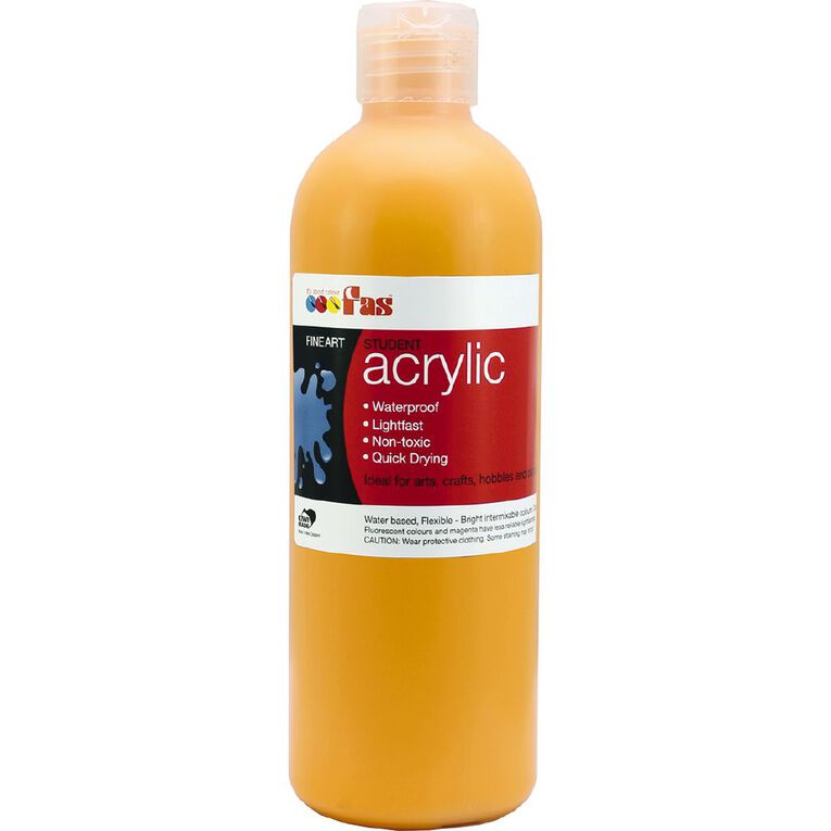 FAS Paint Student Acrylic Warm Yellow Mid 500ml Yellow Mid | The Warehouse